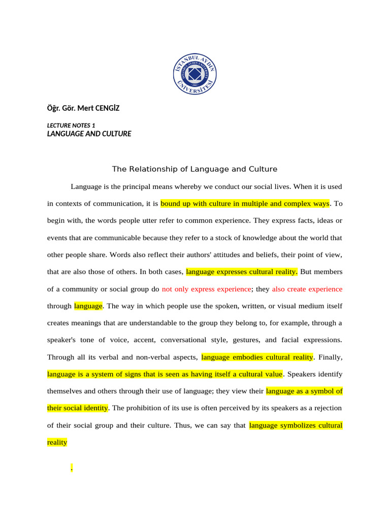 Language and Culture | PDF