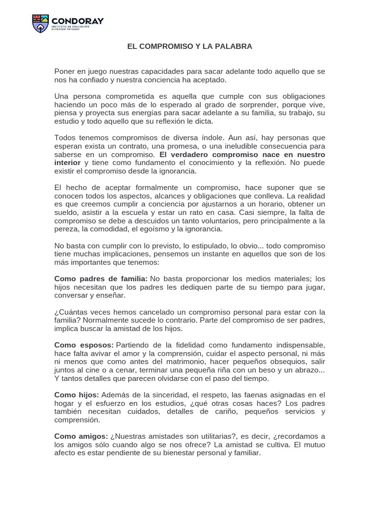 El Compromiso y La Palabra | PDF
