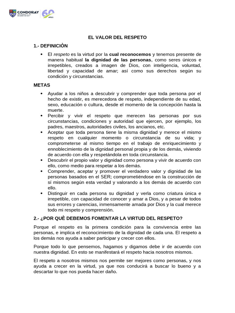 El Valor Del Respeto | PDF