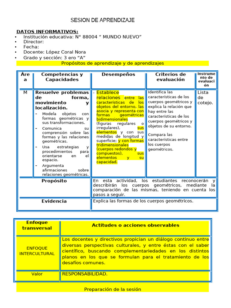 Mat Reconocemos Los Cuerpos Geométricos Monitoreo | PDF