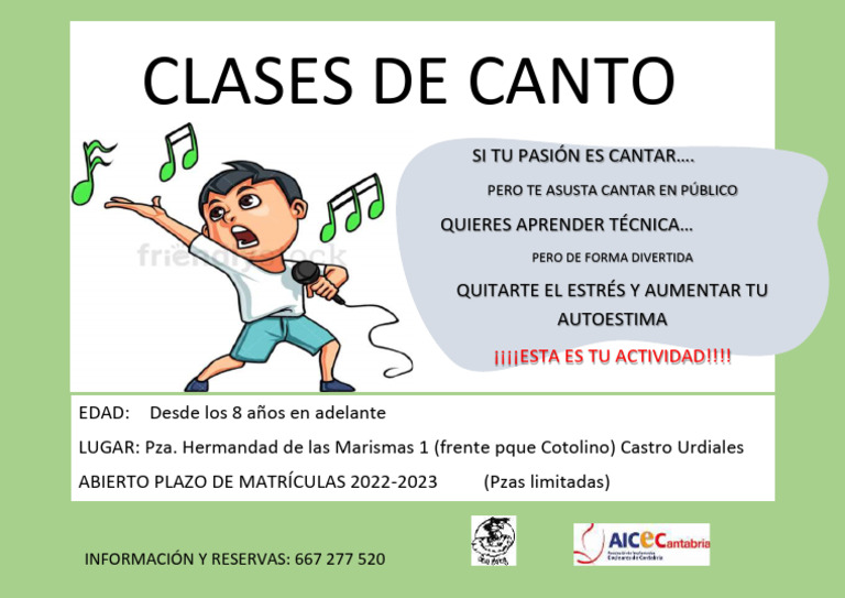 Cartel Clases de Canto 2022-23 | PDF