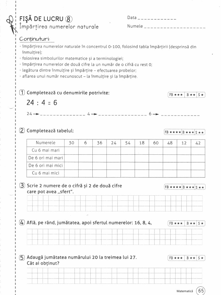 Fisa de Lucru Mate 8 | PDF
