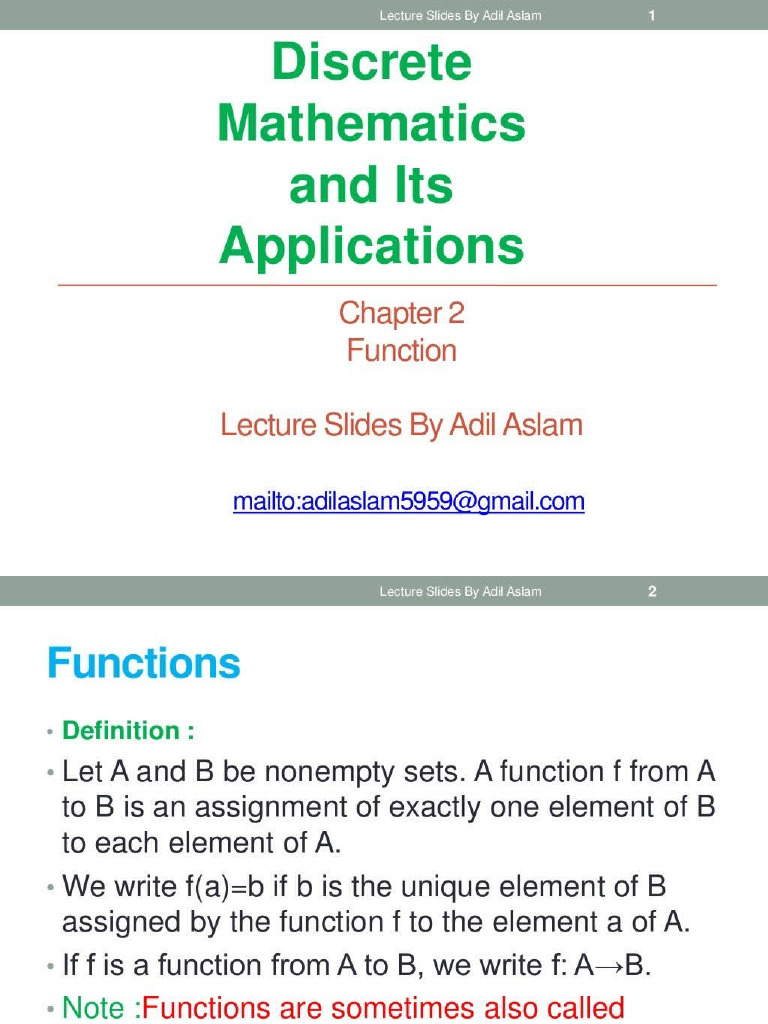 Chapter 2 Function in Discrete Mathematics | PDF