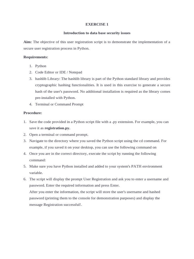 Exercise 1 - Simplified - Introduction To Data Base Security Issues | PDF
