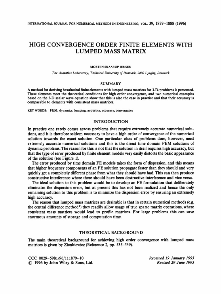 HIGH CONVERGENCE ORDER FINITE ELEMENTS WITH LUMPED MASS MATRIX (International Journal For ...