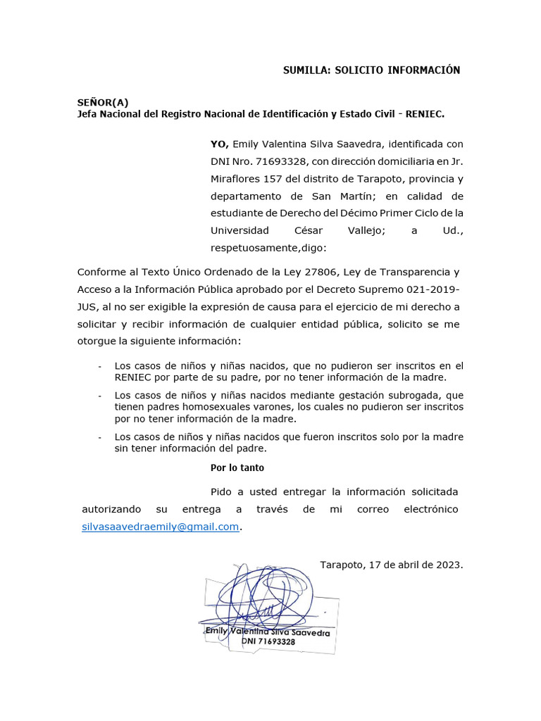Solicito Información. | PDF