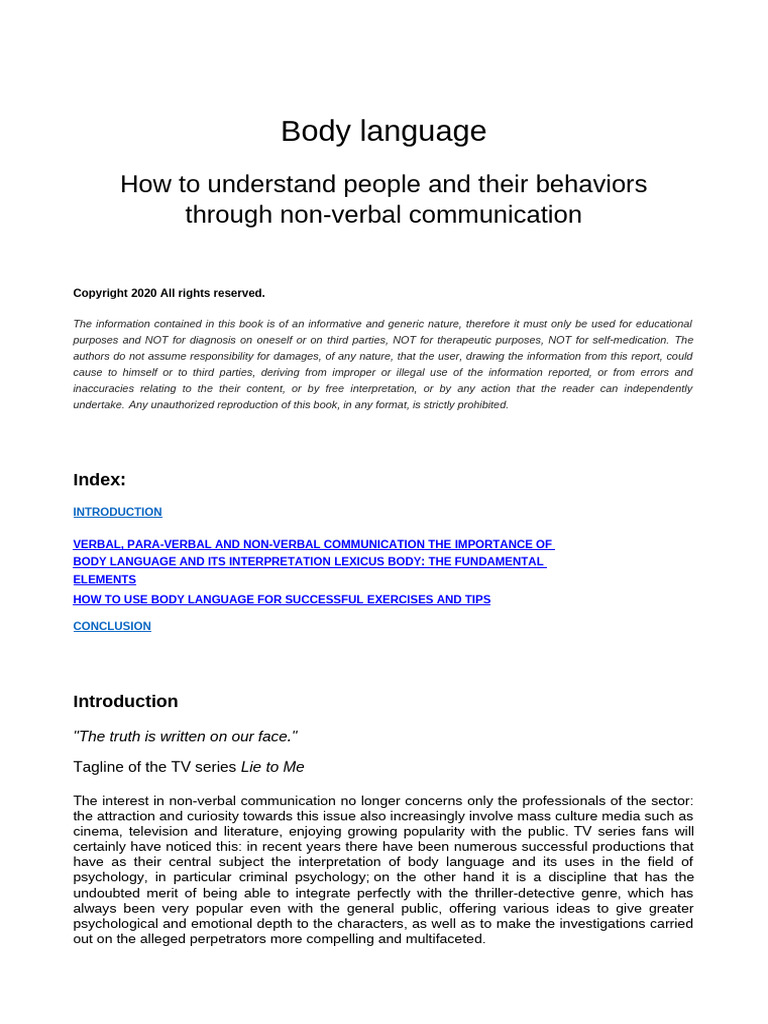 Body Language How To Understand People | PDF | Communication | Facial ...