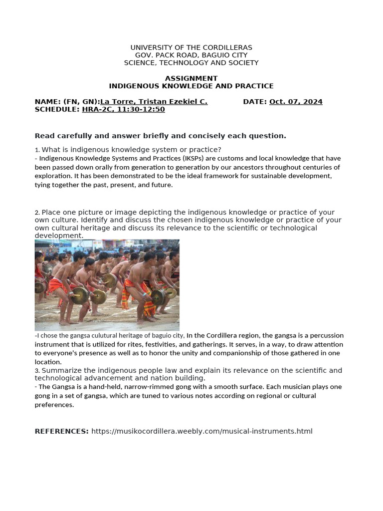 Assignment Indigenous Knowledge & Practice-1 | PDF