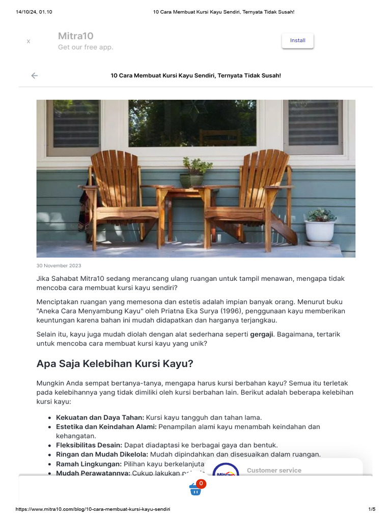 10 Cara Membuat Kursi Kayu Sendiri, Ternyata Tidak Susah! | PDF