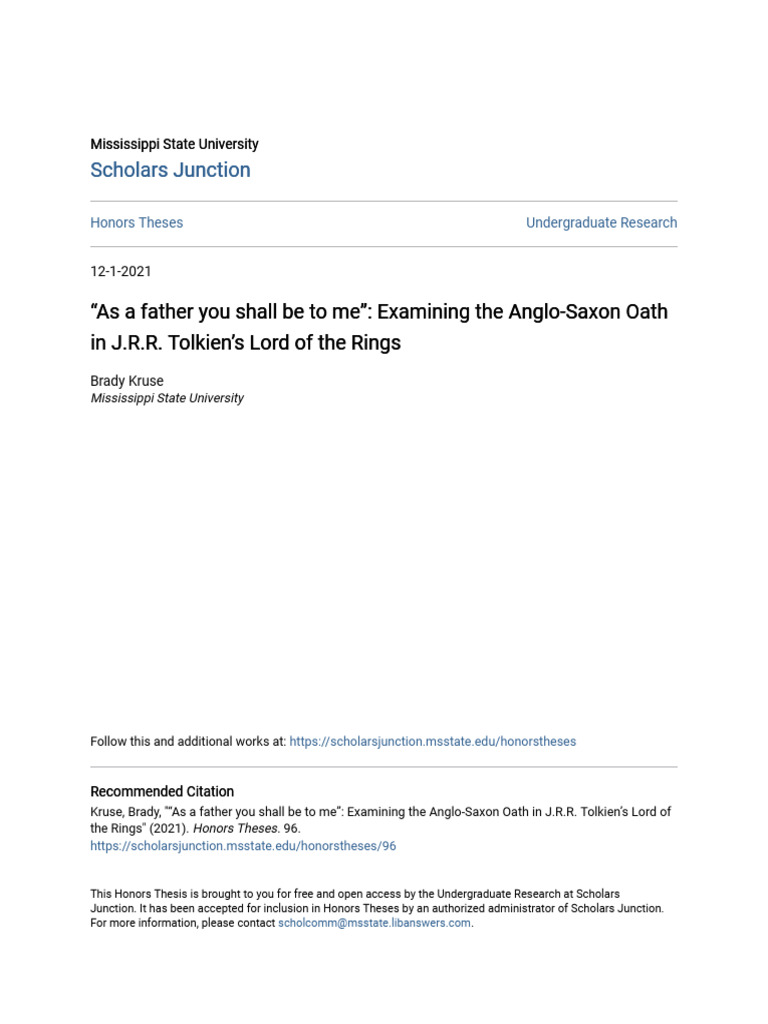 As A Father You Shall Be To Me - Examining The Anglo-Saxon Oath | PDF