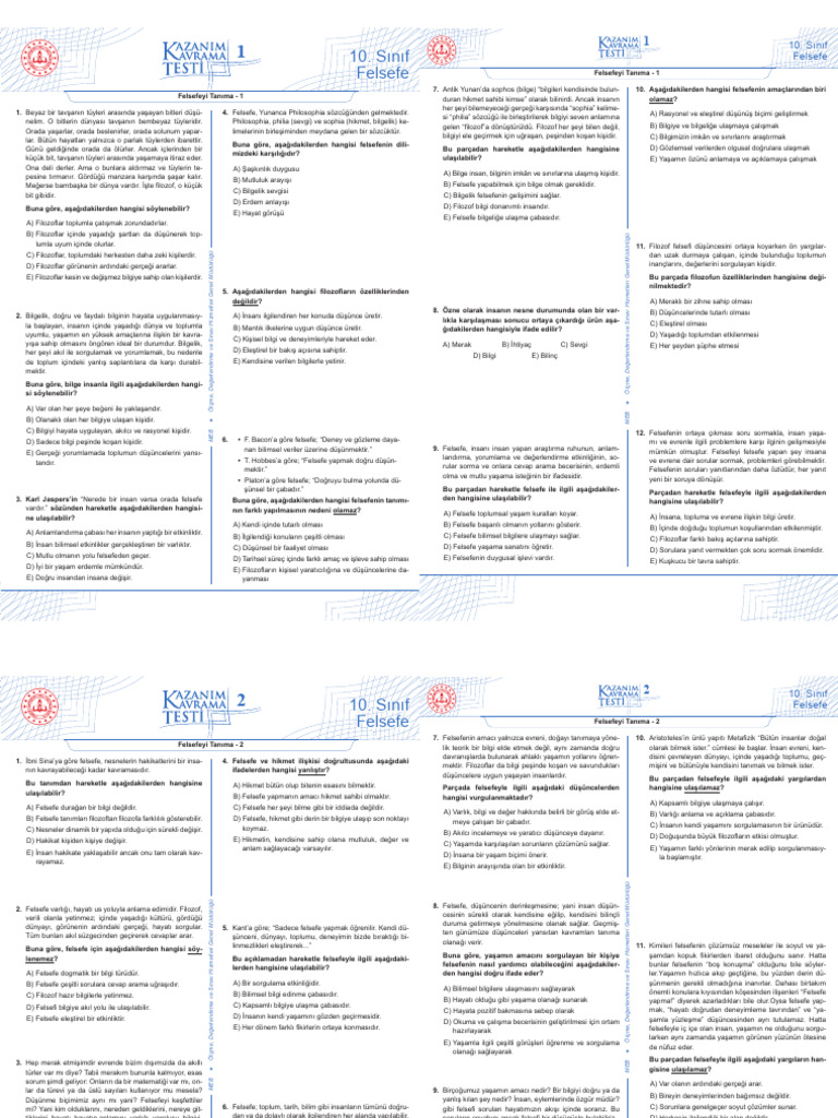 Sinif Felsefe KKT | PDF