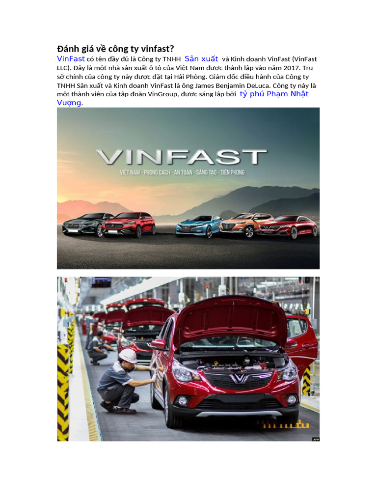 Đánh giá về công ty vinfast | PDF