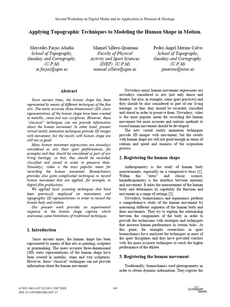Applying Topographic Techniques To Modeling The Human Shape in Motion | PDF | 3 D Computer ...