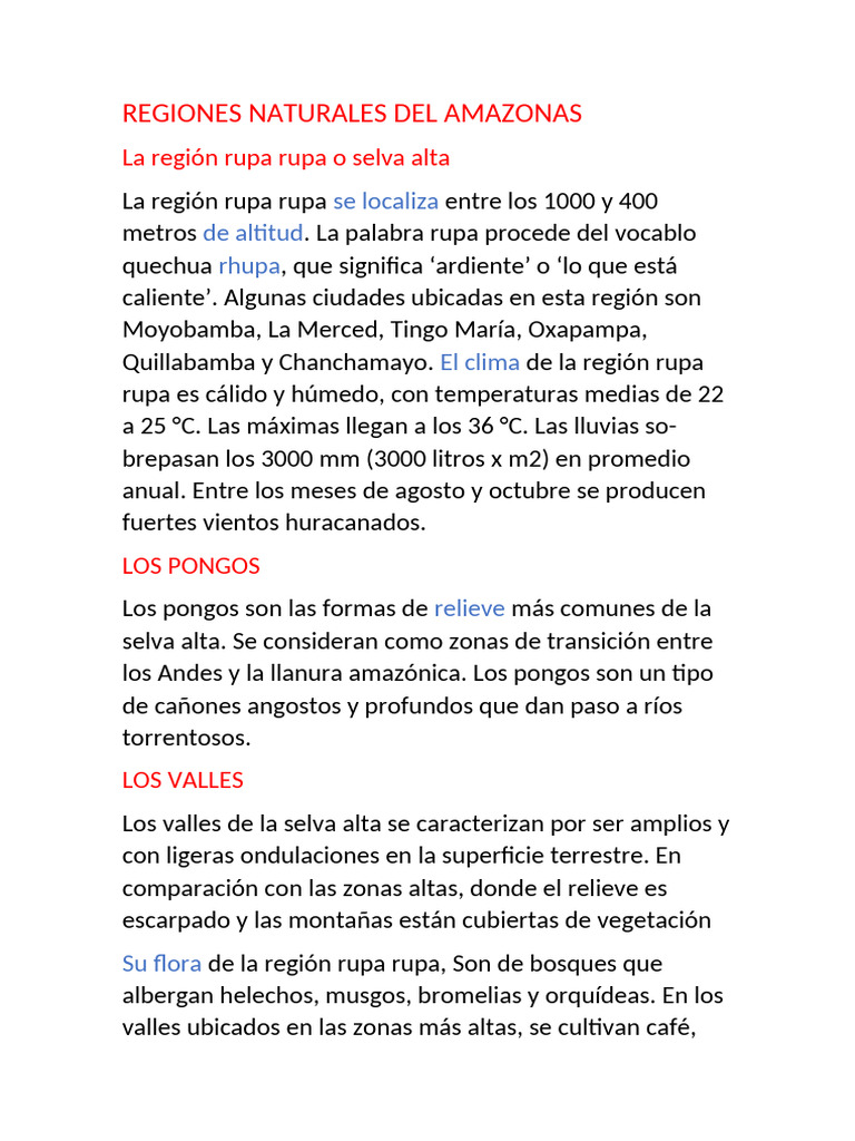 Regiones Naturales Del Amazonas | PDF