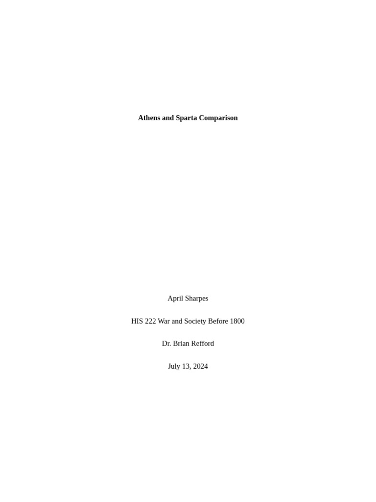 Comparing Athens and Sparta: Strengths & Weaknesses | PDF | Sparta ...