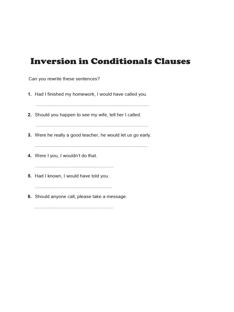 Inversion in Conditionals Ws | PDF