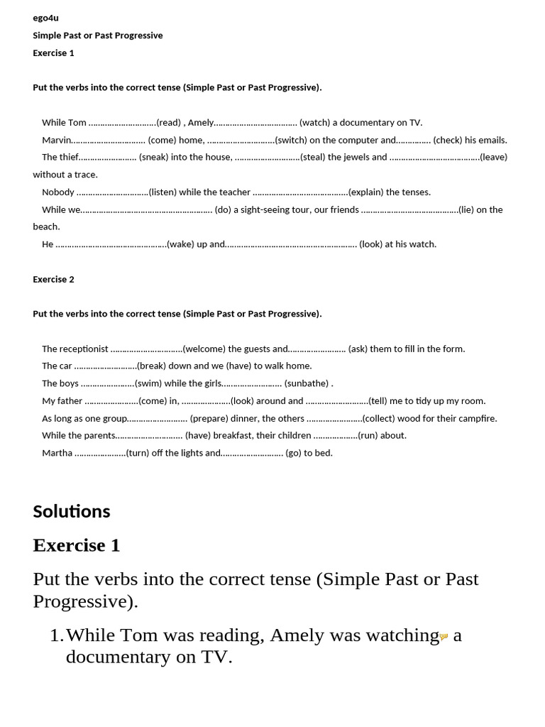 Past Progressive | PDF | Home & Garden