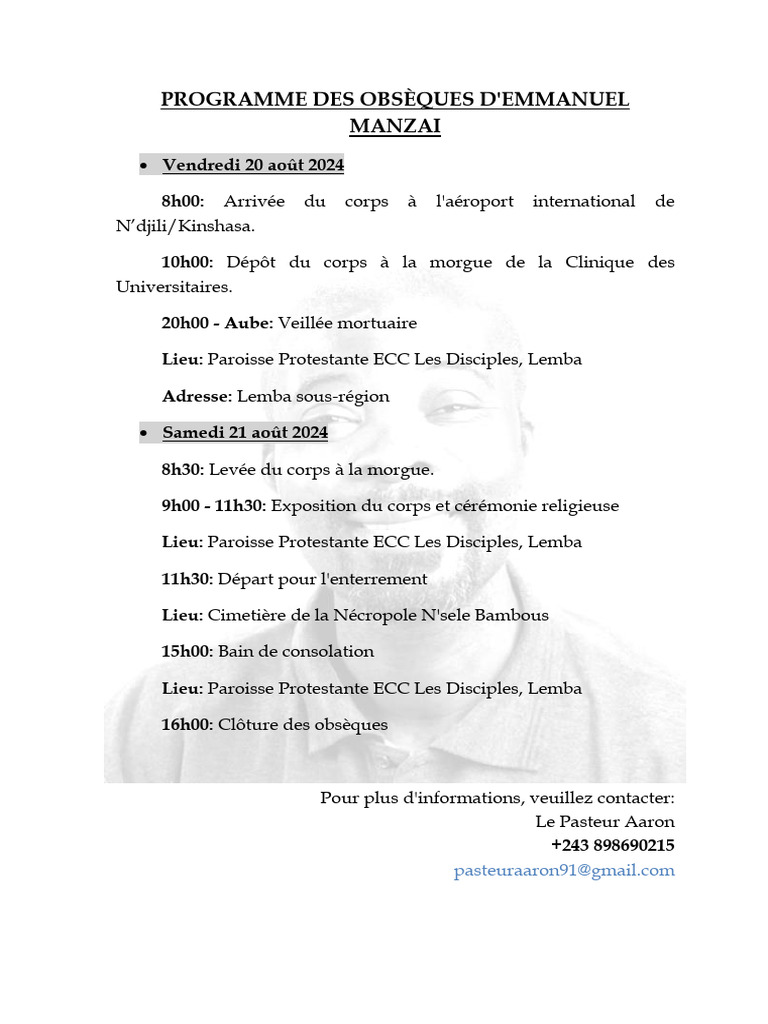 Programme Des Obsèques D | PDF