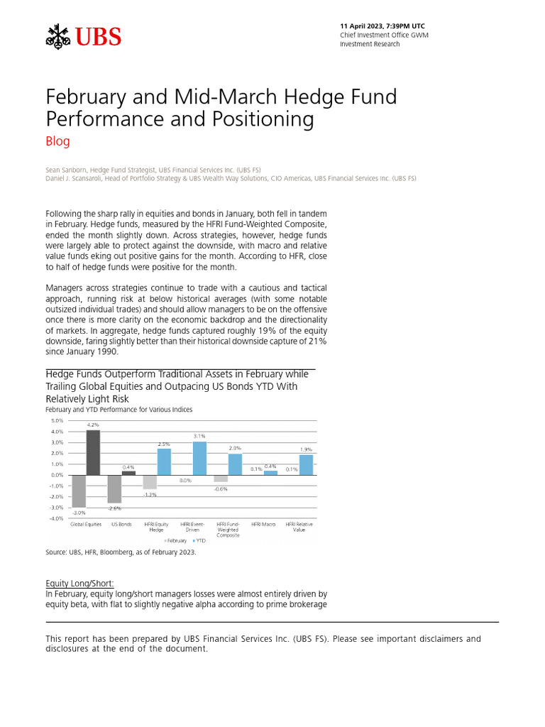 Hedge Fund Performance and Positioning 1682154600 | PDF
