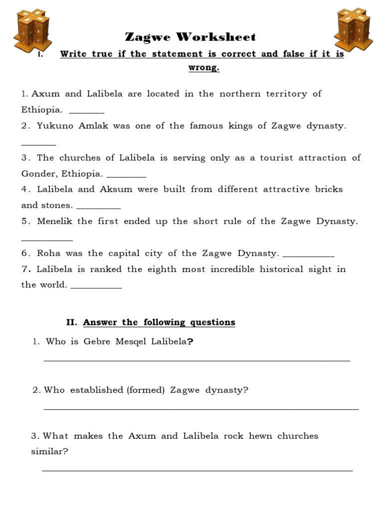Zagwe Worksheet | PDF