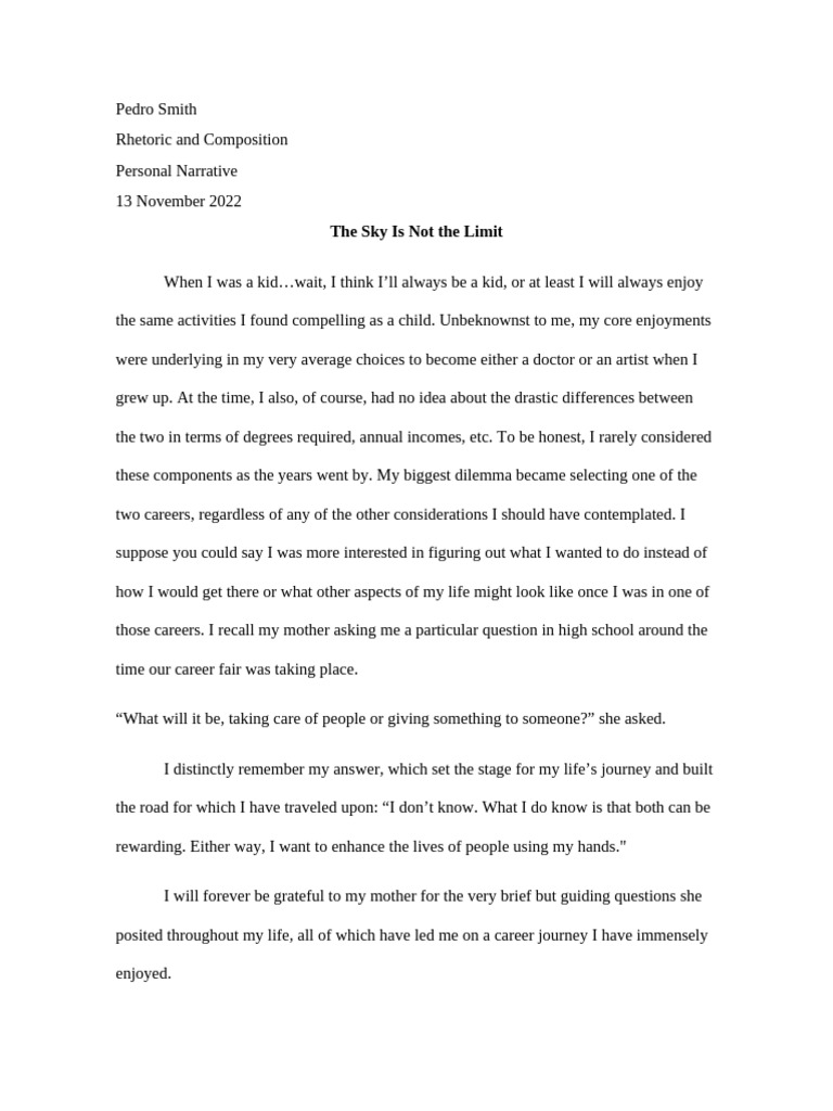 Personal Narrative Example | PDF