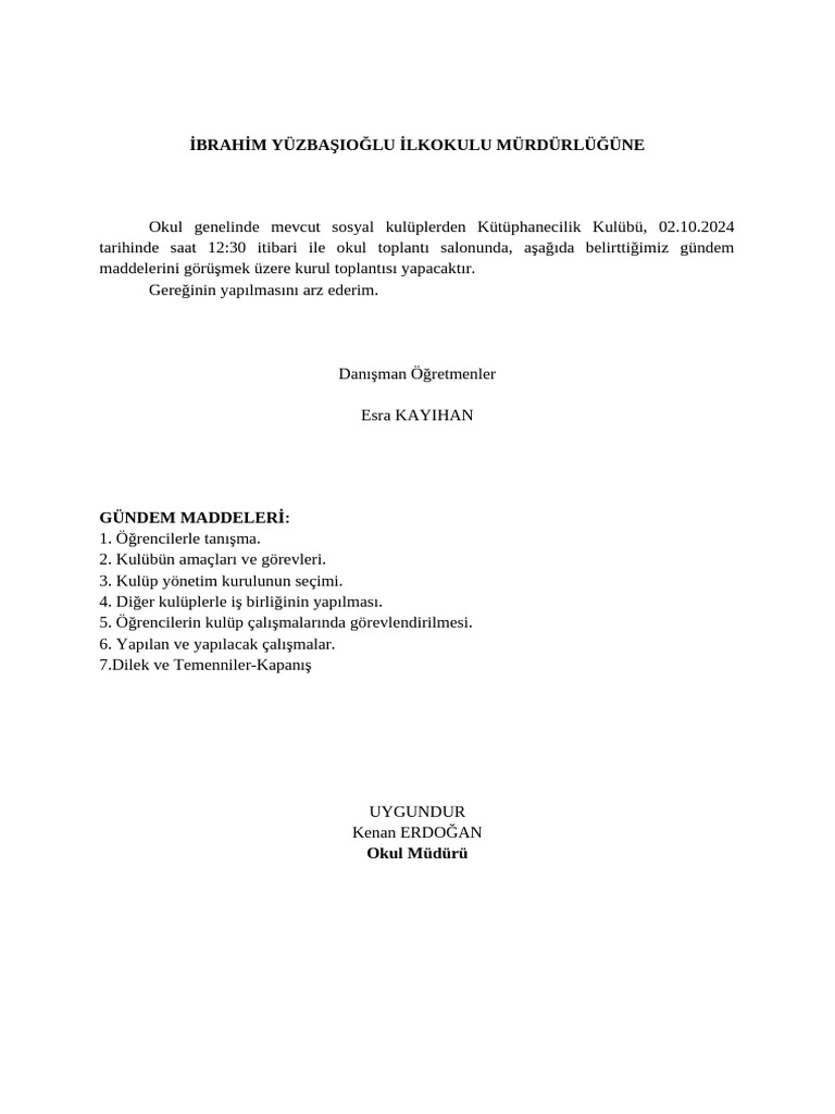 Kutuphanecilik Kulubu Toplanti Tutanagi 22-09-2024 561899 | PDF Kutuphanecilik Kulubu Toplanti Tutanagi 22-09-2024 561899 | PDF