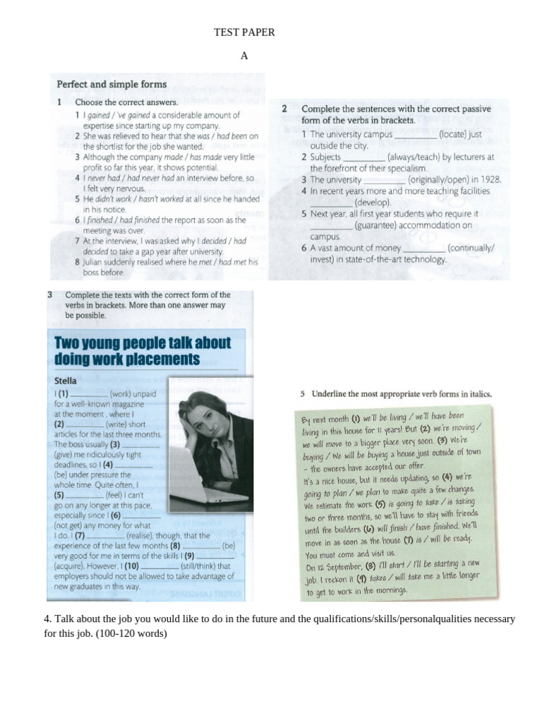 Advanced Expert Units 1-2 Test A | PDF