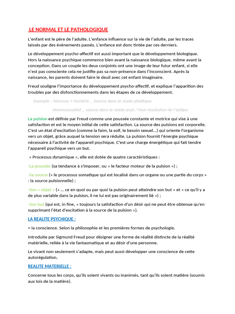 Le Normal Et Le Pathologique | PDF