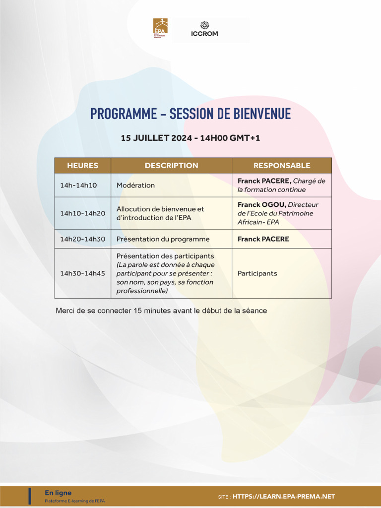 Programme Bienvenue CP2024 | PDF