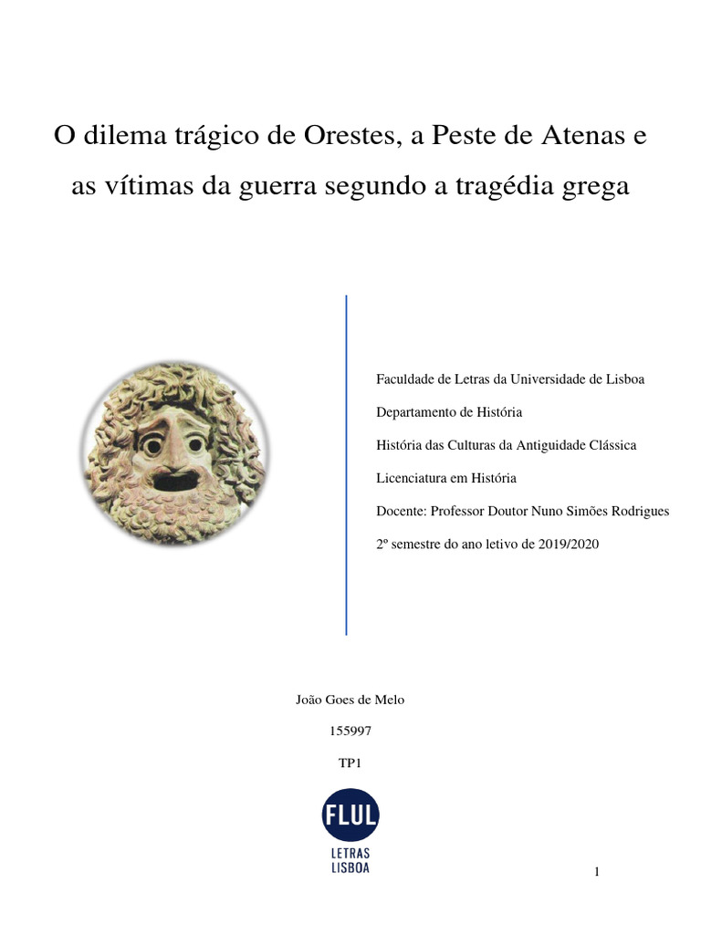 O Dilema Tragico de Orestes A Peste em A | PDF