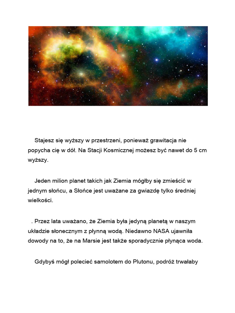 Ciekawostkio Kosmosie I Pomysły Na Prace Plastyczne | PDF