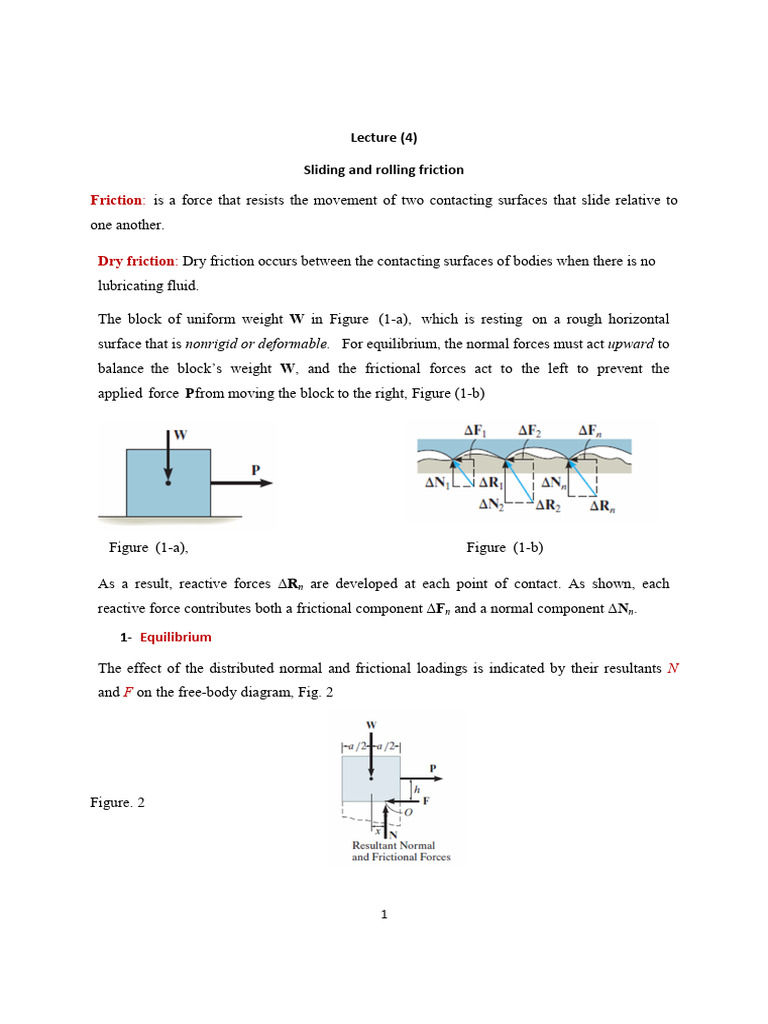 Lec 4 Applied Mech | PDF | Friction | Force
