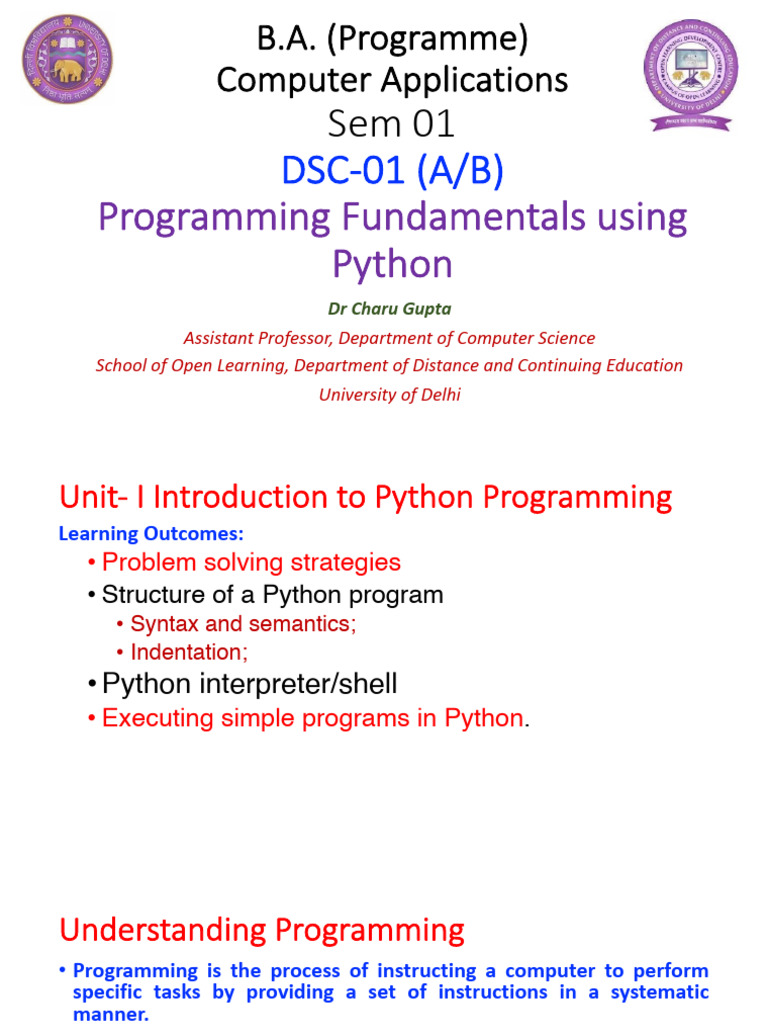 BA-Comp App Python Unit 1 | PDF