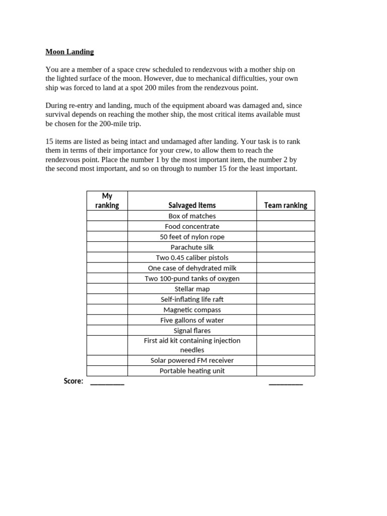 Moon Landing Activity | PDF