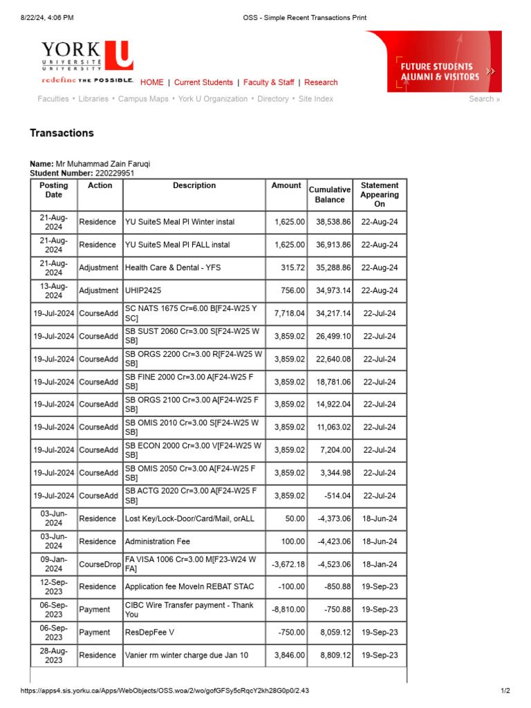 OSS - Simple Recent Transactions Print | PDF