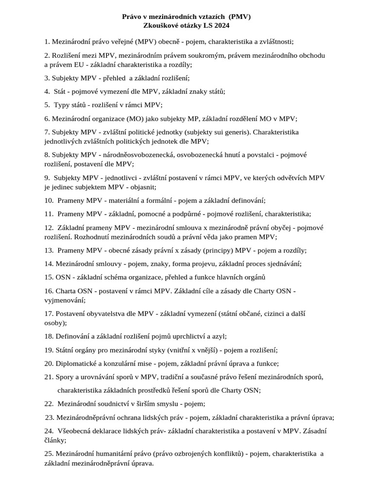 Zkouskove Otazky LS 2024 | PDF