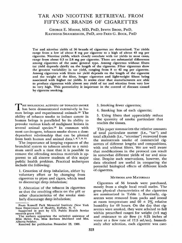 Cigarette Tar & Nicotine Analysis | PDF | Cigarette | Science & Mathematics