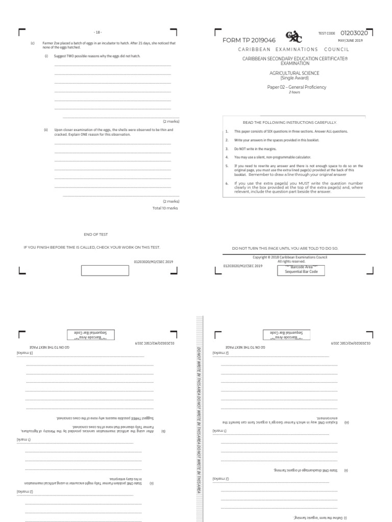 CXC Past Paper 2019 p2 PDF Booklet | PDF