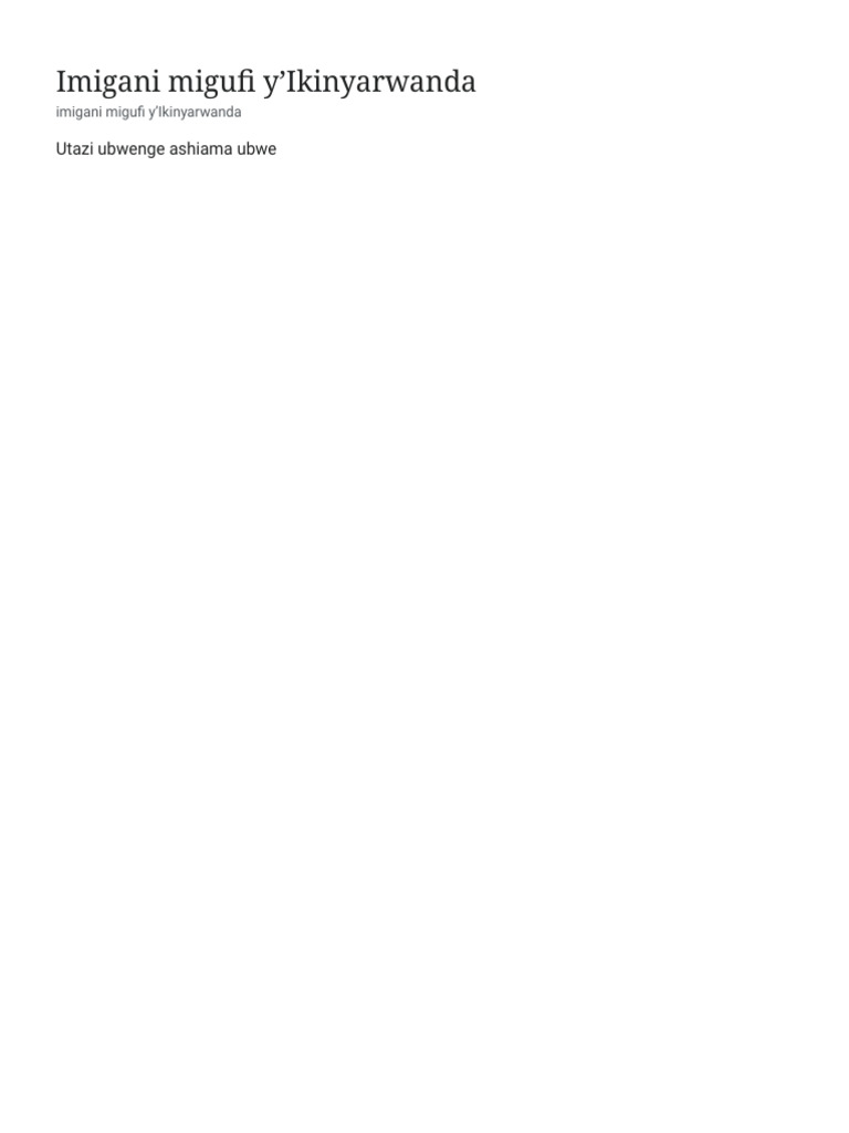 Imigani Migufi Y'ikinyarwanda - Wikipedia | PDF