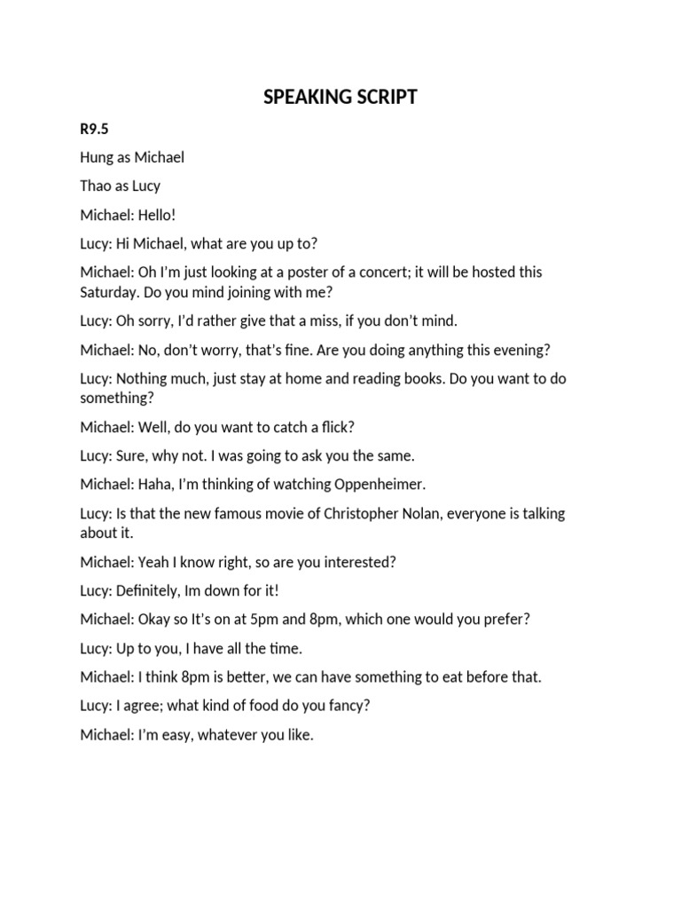 Speaking Script | PDF