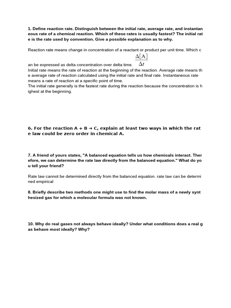 AP Chemistry - Zumdahl Chapters 6 & 12 Review | PDF