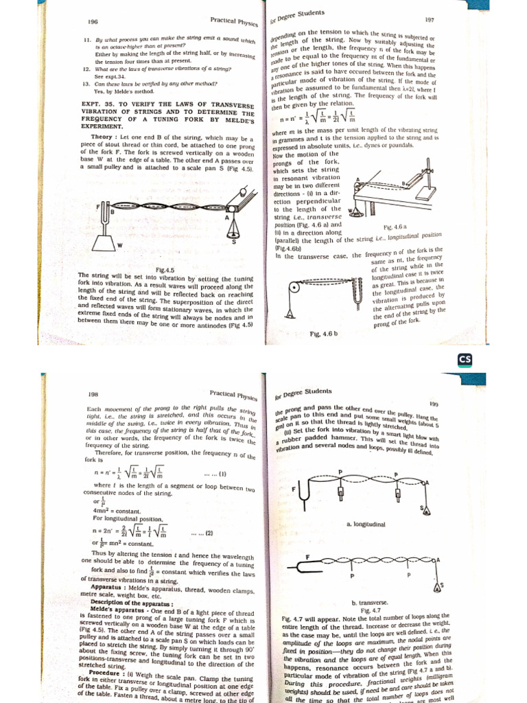 1 W2 Determination of The Frequency of A Tuning Fork by Melde - S ...