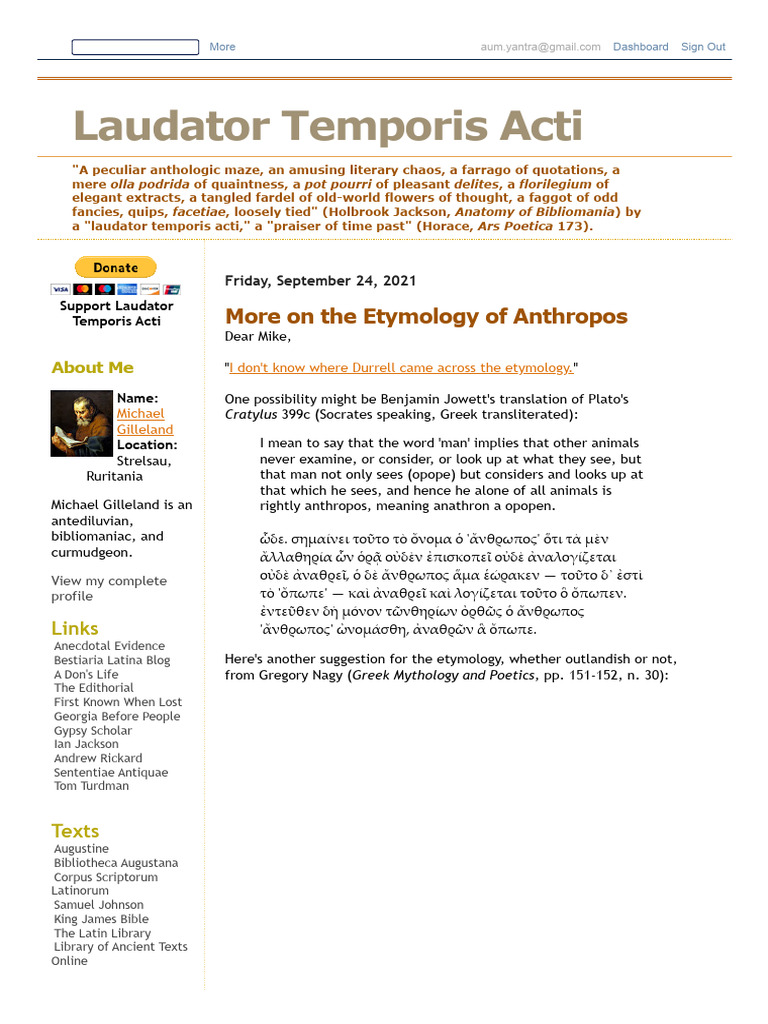Etymology of Anthropos | PDF