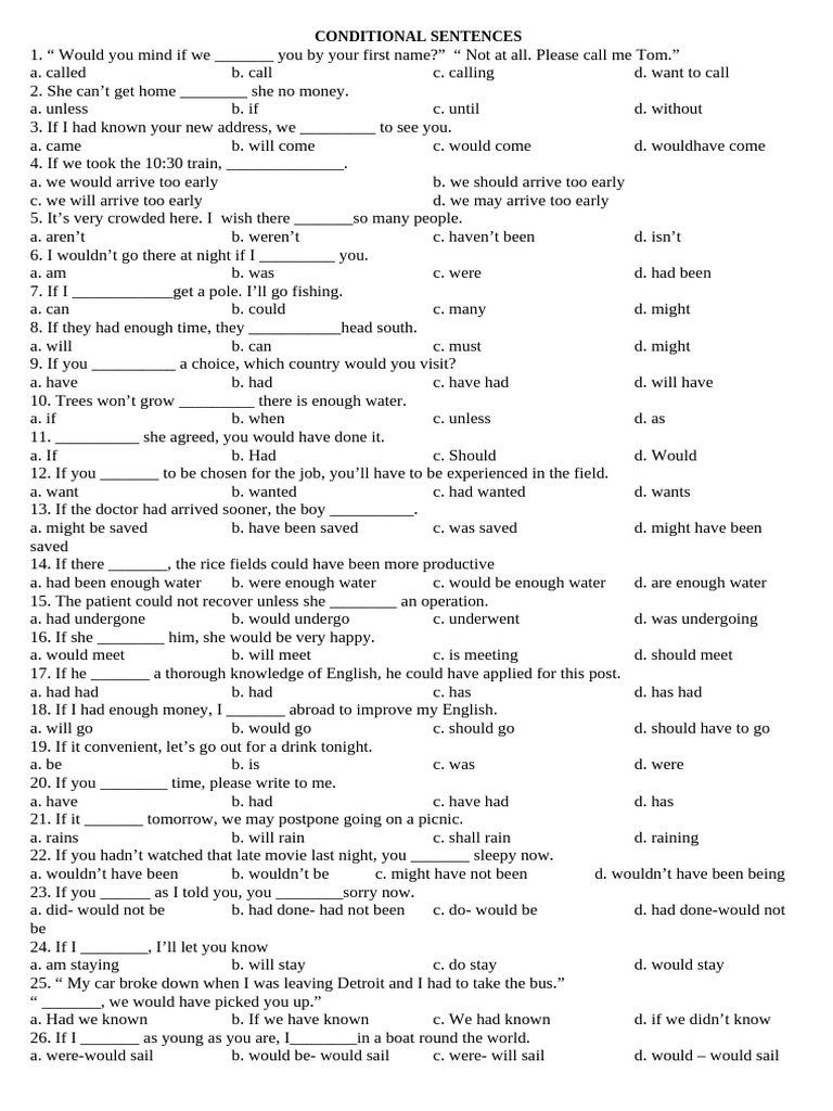 (123doc) - Bai-Tap-Trac-Nghiem-Cau-Dieu-Kien | PDF