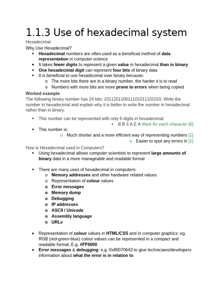 1.1.3 Use of Hexadecimal System | PDF