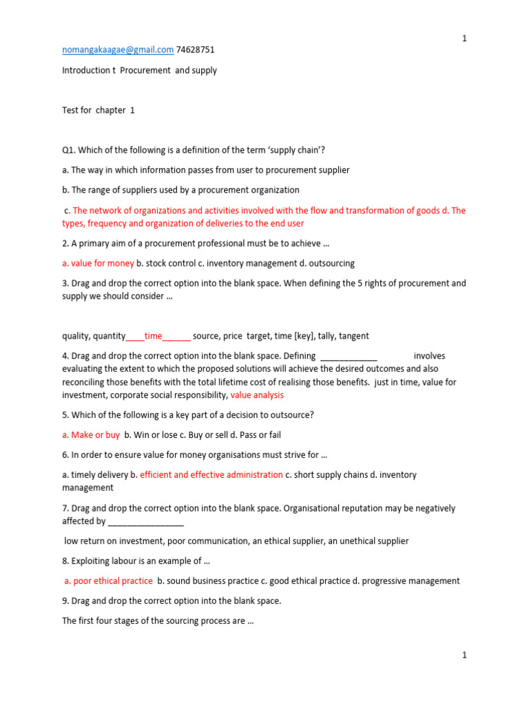 Answered Intro To Procurement | PDF