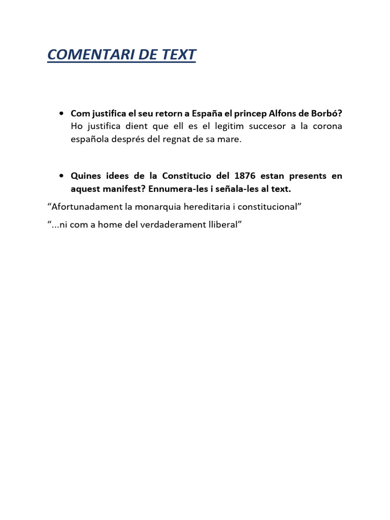 Comentari de Text | PDF