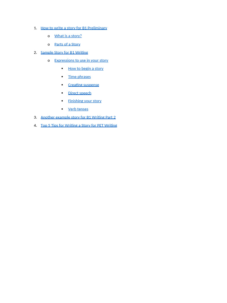 How to write a story for B1 Preliminary | PDF
