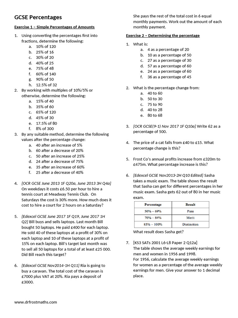 GCSE Percentages | PDF