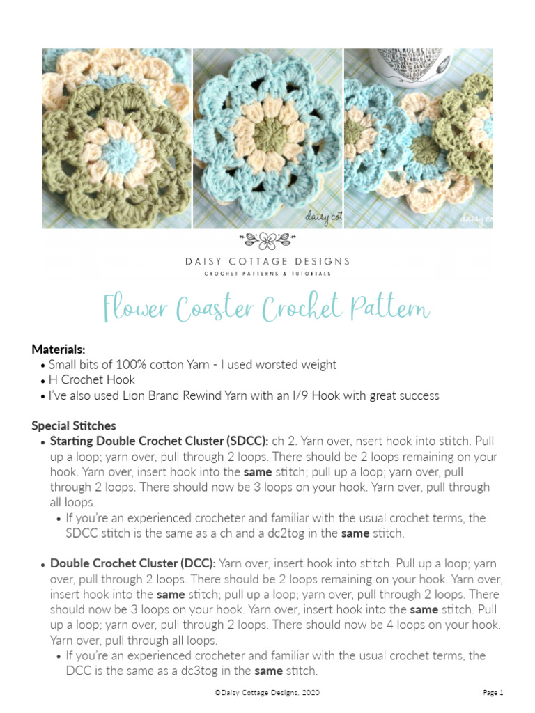 Flower Coaster Crochet Pattern | PDF